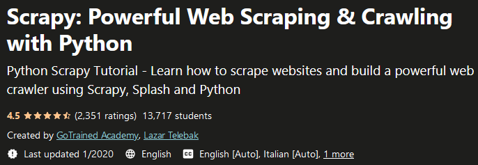 Scrapy:使用 Python 进行强大的 Web 抓取和爬行 Scrapy Powerful Web Scraping