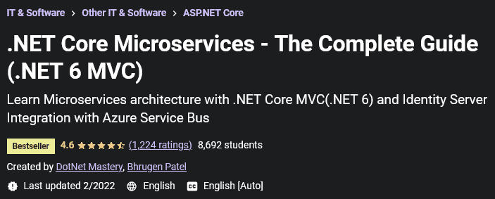 Net Core 微服务 完整指南 Net 6 Mvc Net Core Microservices The Complete Guide Net 6 Mvc