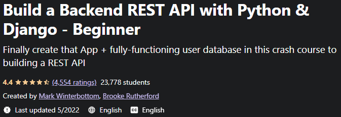 使用 Python 和 Django 构建后端 Rest Api 初学者 Build A Backend Rest Api With Python And Django