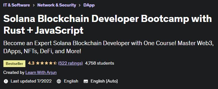 使用 Rust Javascript 的 Solana 区块链开发者训练营 Solana Blockchain Developer Bootcamp With Rust
