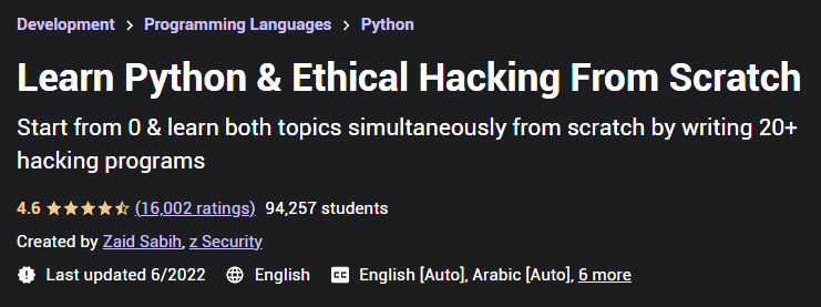 从零开始学习 Python 和道德黑客 Learn Python And Ethical Hacking From Scratch 5022