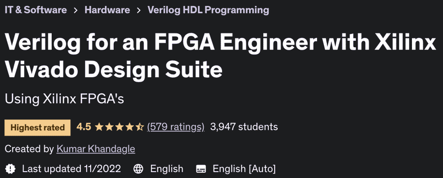 适用于使用 Xilinx Vivado Design Suite 的 Fpga 工程师的 Verilog Verilog For An