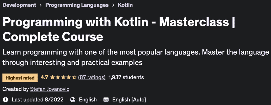 使用 Kotlin 编程 大师班 完成课程 Programming With Kotlin Masterclass Complete Course Postcode