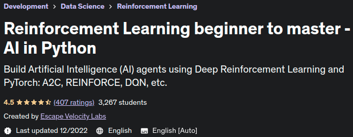 从初学者到精通强化学习 – Python 中的 AI ( Reinforcement Learning beginner to master ...